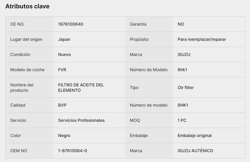 Filtro Aceite Isuzu Best Value (NP 1876100641) - Tienda Salfa